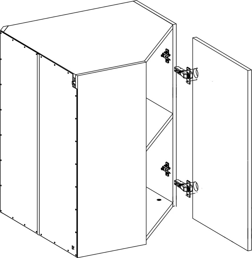 ASPEN gr | horní skříňka G60N rohová s policí | 60x60 cm | šedá lesk