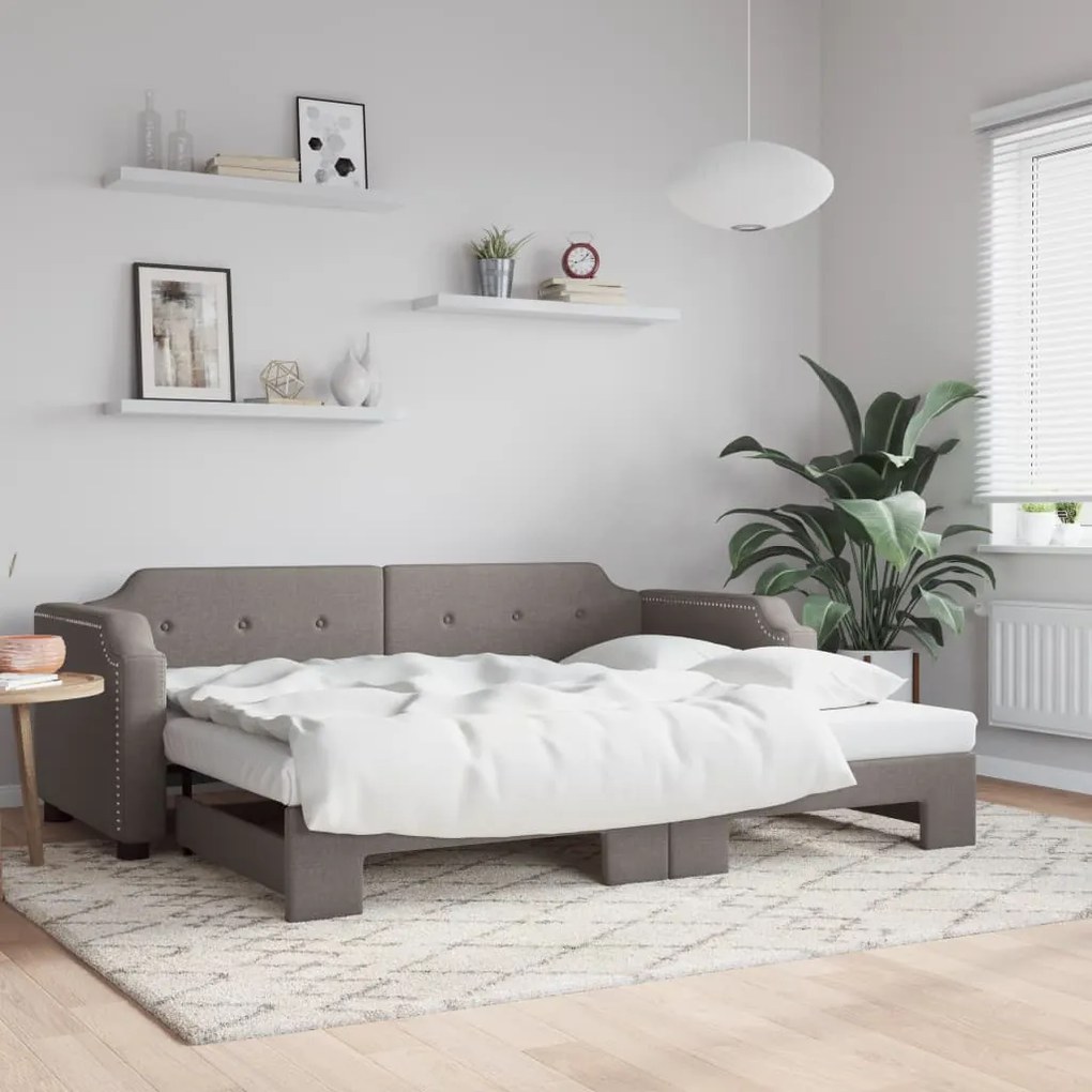 Válenda s přistýlkou taupe 80 x 200 cm textil 3197632