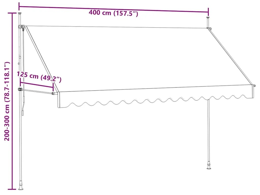 vidaXL Marketos Ručně zatahovací markýza 400 cm antracitová