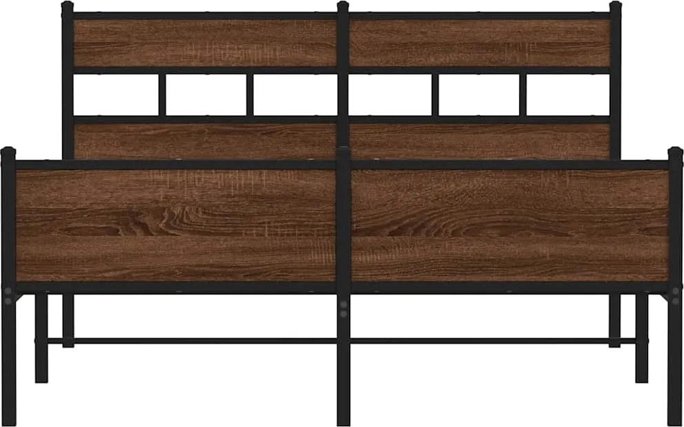 Kovový rám postele bez matrace hnědý dub 160 x 200 cm 3308516