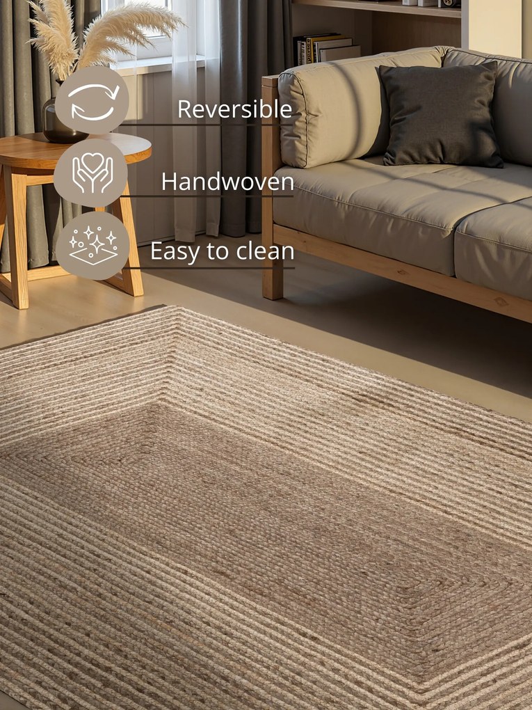 Hanse Home, Kusový koberec Juno 106329 Natural White Brown, 160x230, hnědá, chodba / předsíň