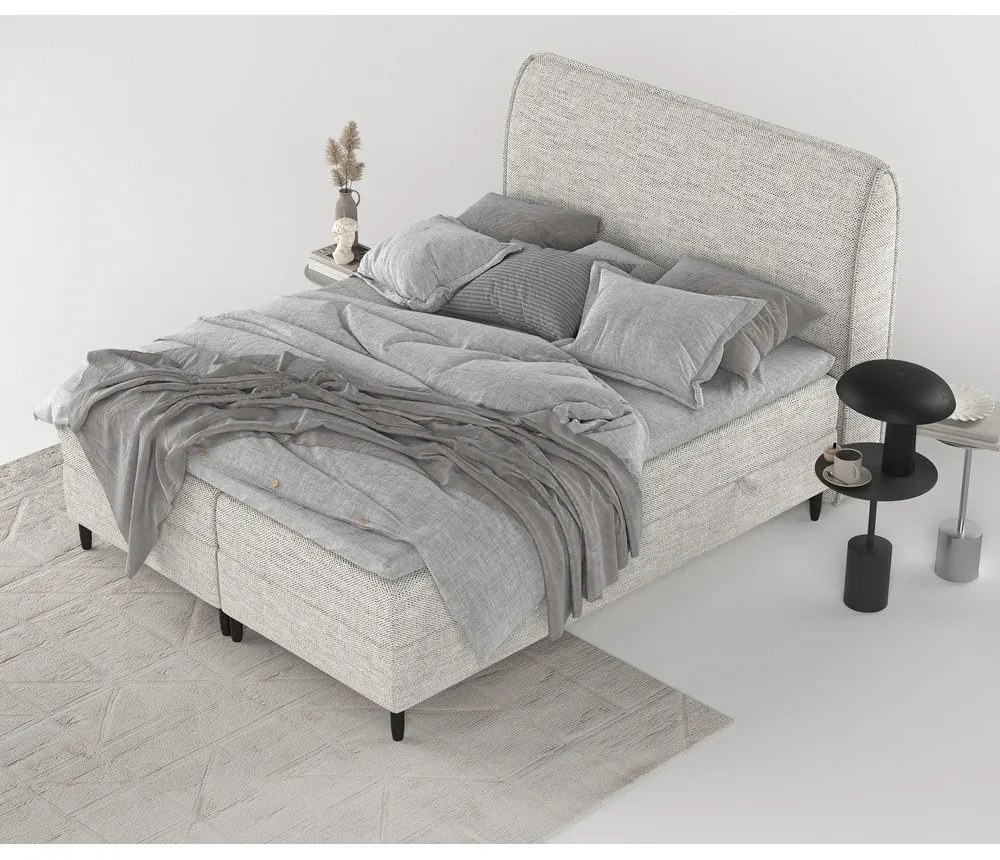 Světle šedá boxspring postel s úložným prostorem 160x200 cm Melba – Maison de Rêve