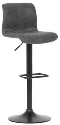 Autronic Barová židle Židle barová, šedá látka v imitaci broušené kůže, černá podnož, výškově stavitelná (AUB-806 GREY3)