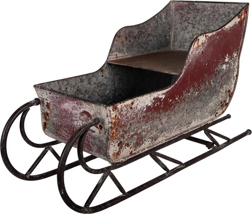 Červené antik kovové sáně - Vánoční nostalgie - 51*23*30 cm