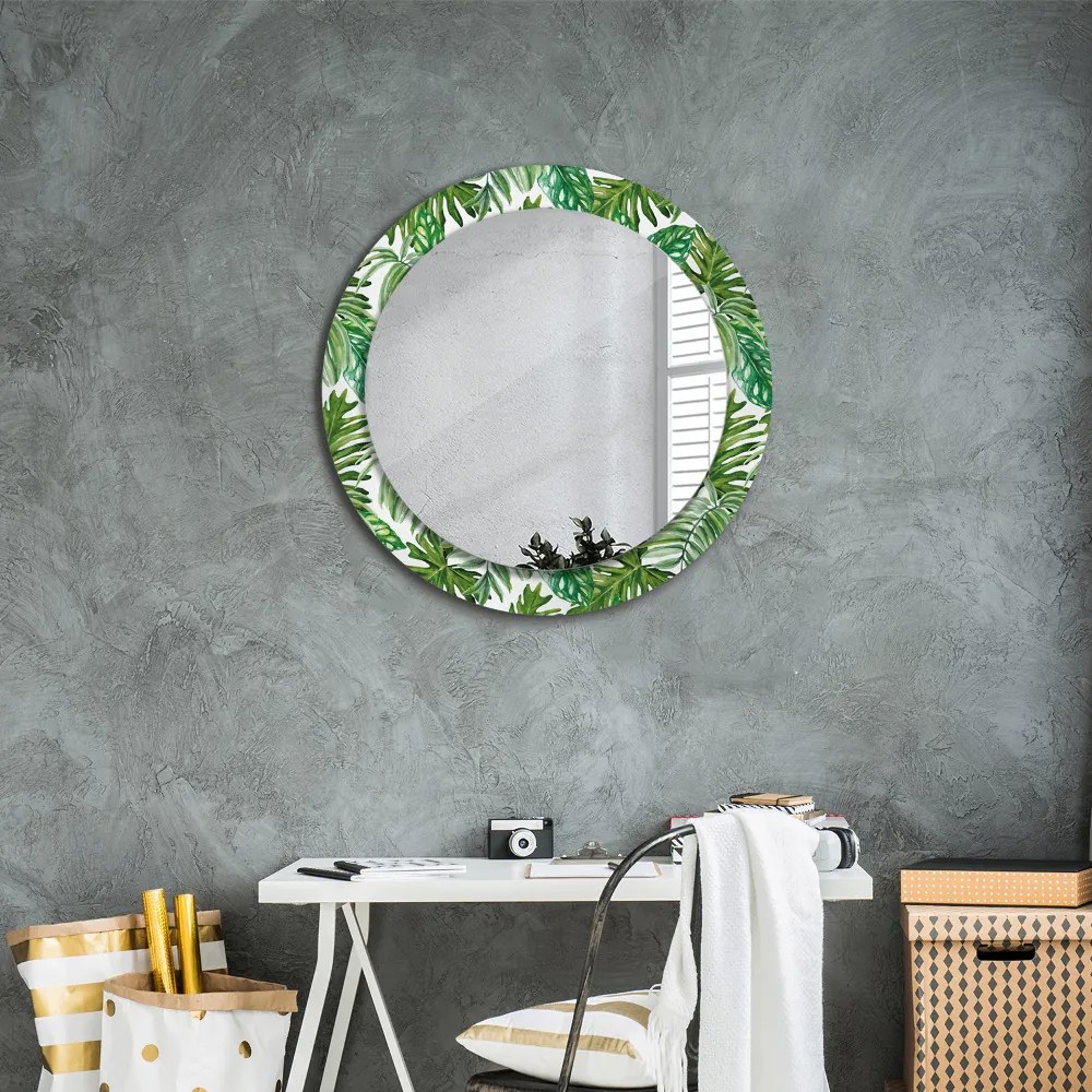 Kulaté dekorativní zrcadlo Džungle odchází fi 70 cm