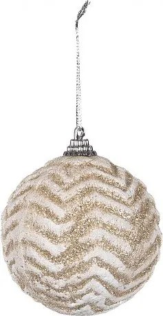 Vánoční ozdoba na stromeček glitter 8 cm, bílá a zlatá, polystyren, IP44 venkovní