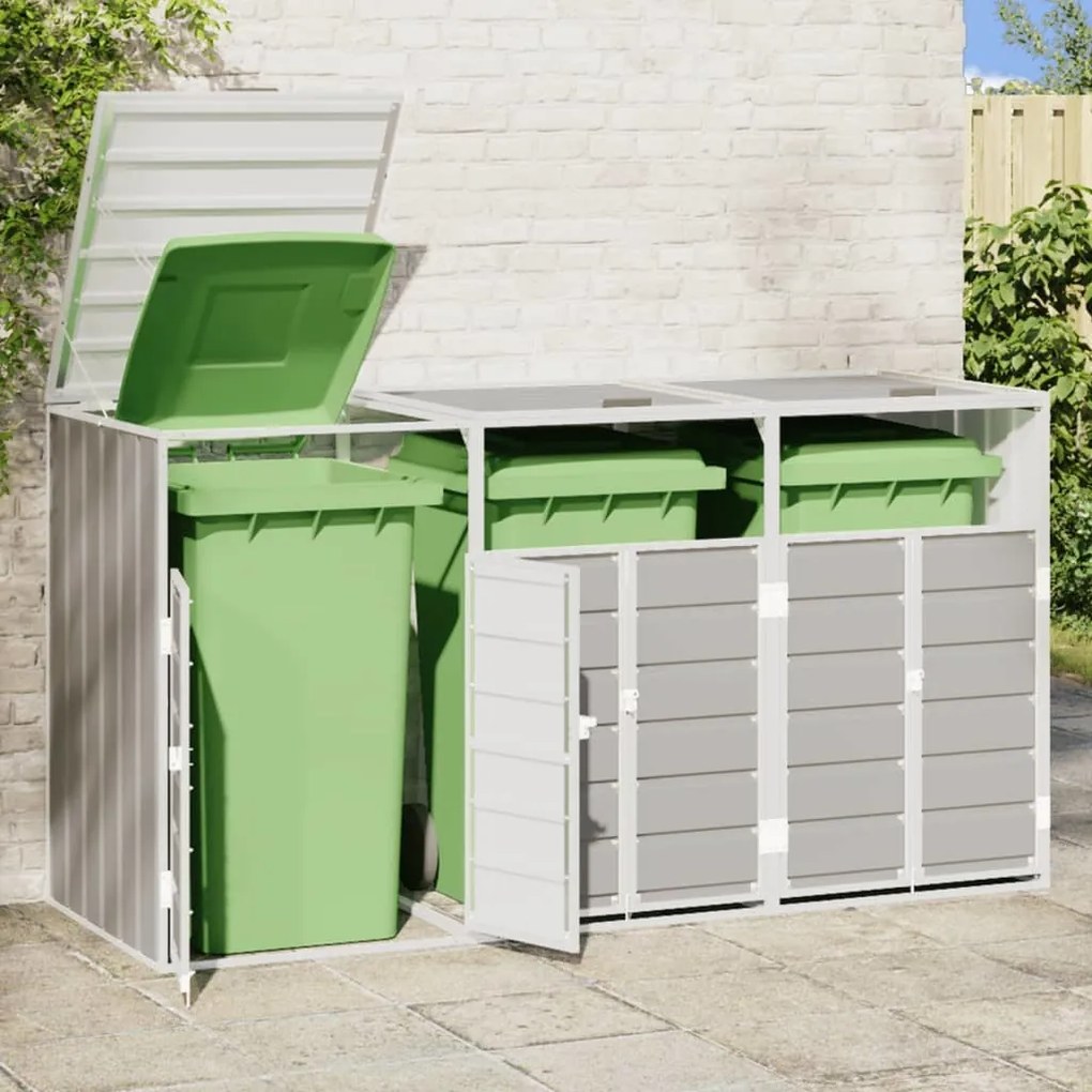 vidaXL Box na 3 popelnice 216 x 81 x 115 cm ocel [4006182] Barva: Hnědá