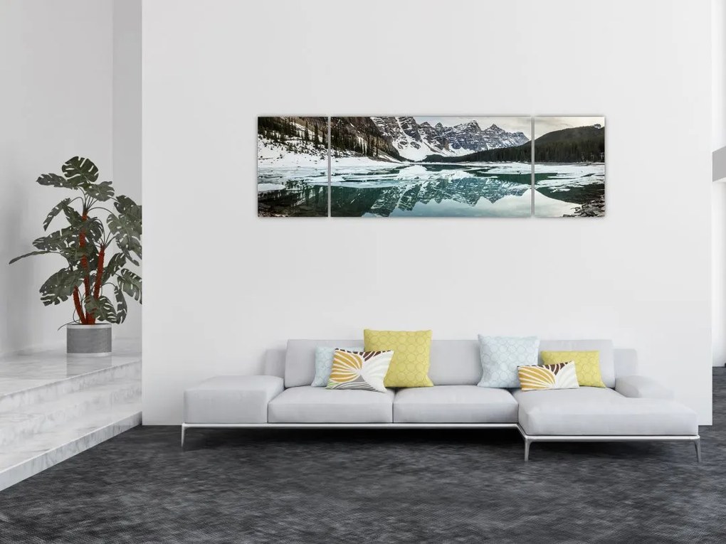 Obraz - jezero v zimě (170x50 cm)