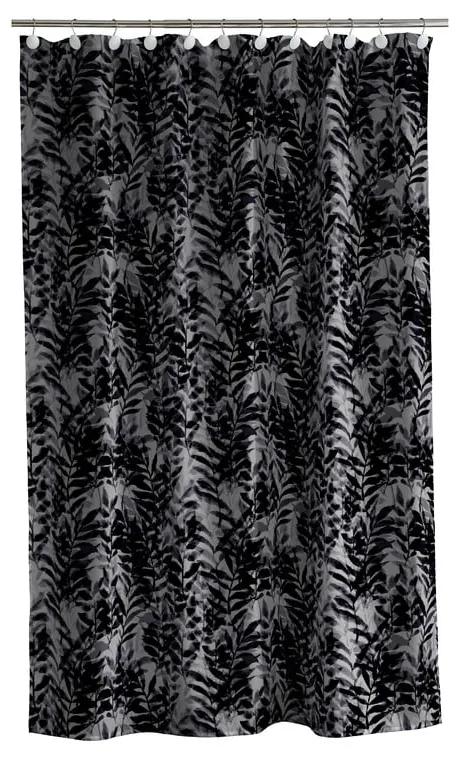 Černo-šedý sprchový závěs Södahl Leaves, 180 x 200 cm