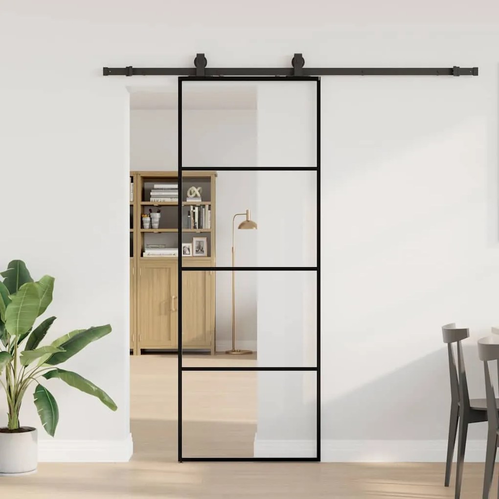 Posuvné dveře se sadou kování černé 76x205 cm ESG Glass