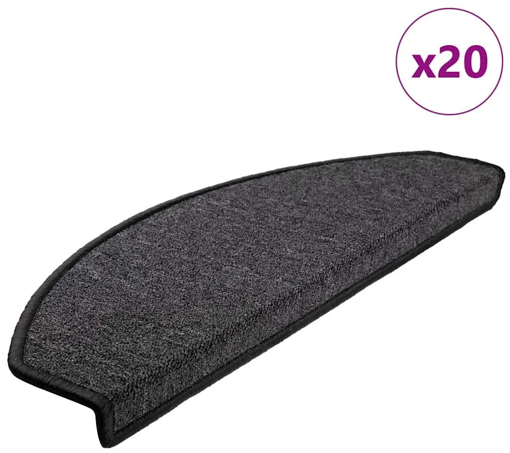 Schodové rohože 20 ks 65 x 24 x 4 cm antracitové, půlkulaté, velké 3365789