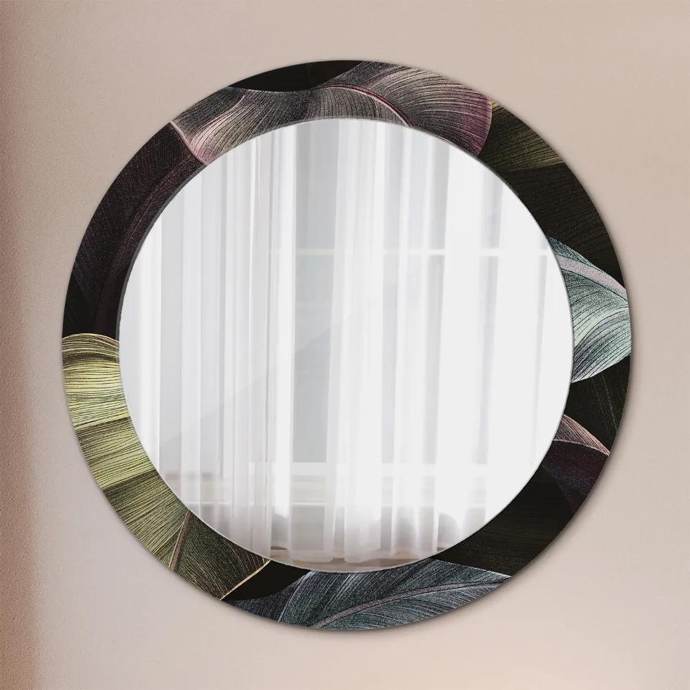 Kulaté dekorativní zrcadlo Tmavé tropické listy fi 70 cm
