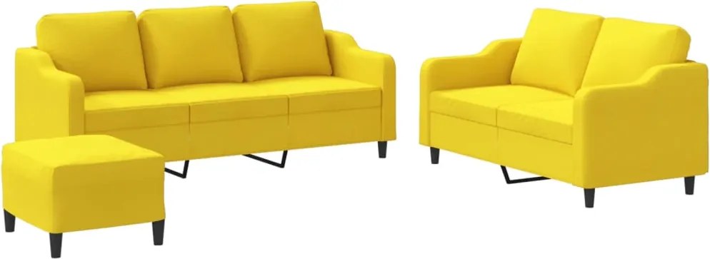 3dílná sedací souprava s poduškami světle žlutá textil 3201847