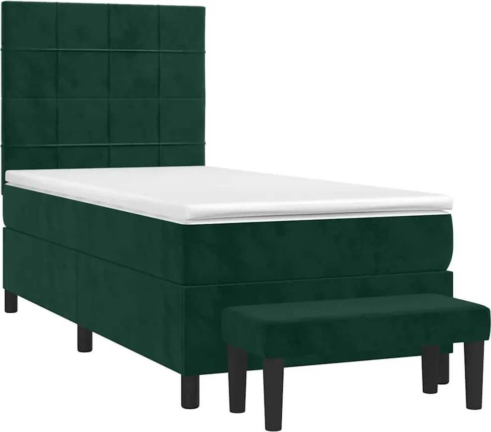 Box spring postel s matrací tmavě zelená 80 x 200 cm samet 3137812