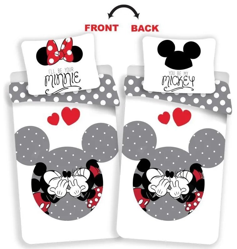 JERRY FABRICS Povlečení Mickey a Minnie love grey 140/200, 70/90