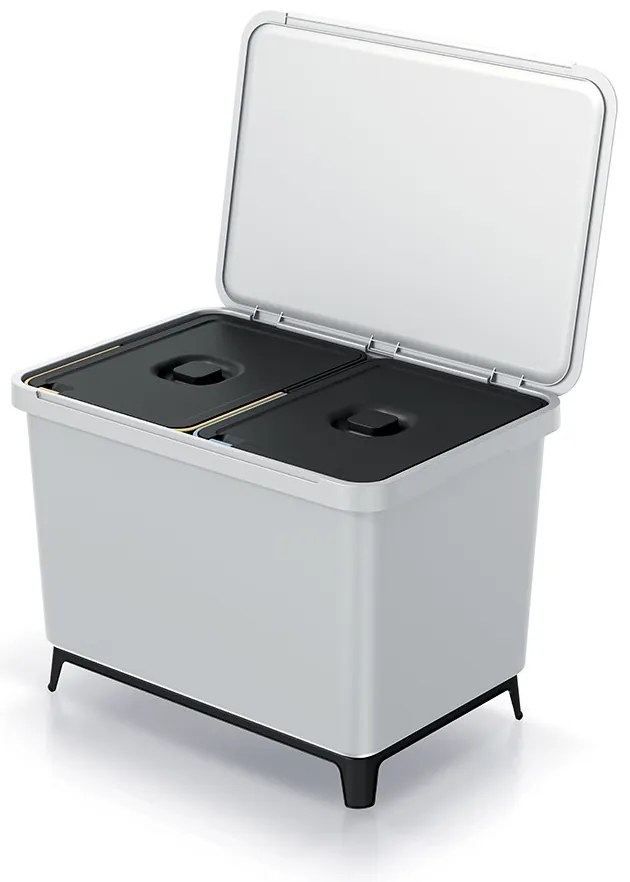 Odpadkový koš, 2 x 23 l, světle šedá