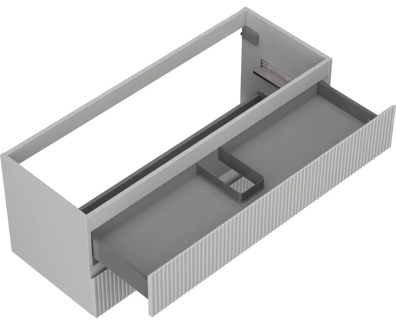 Mexen Rivel, koupelnová skříňka pod umyvadlo 120 cm, 2 zásuvky, drážkovaná, matná šedá, 91A20-12047-2-BFF62
