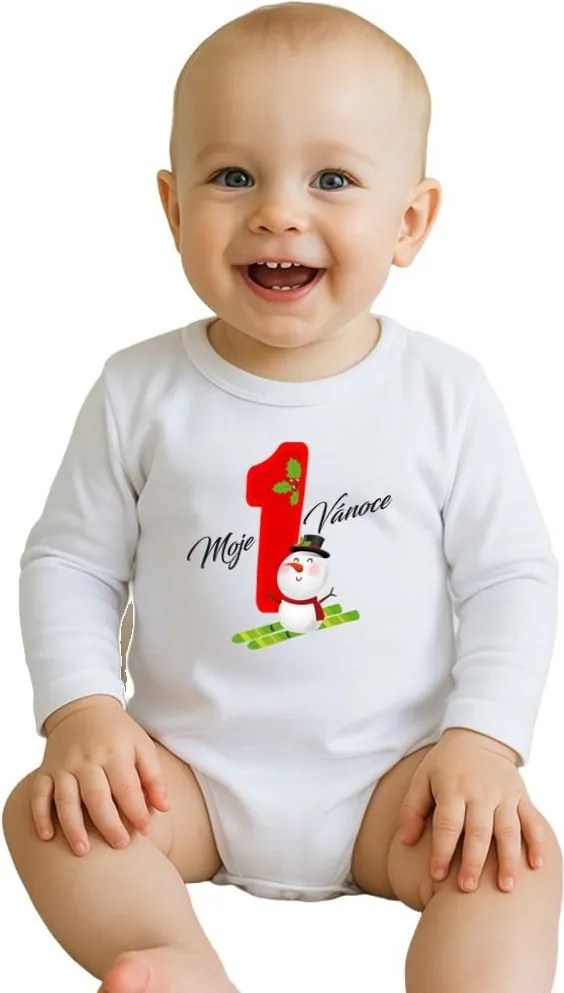 Body s potiskem New Baby Moje první Vánoce, vel. 80 (9-12m)