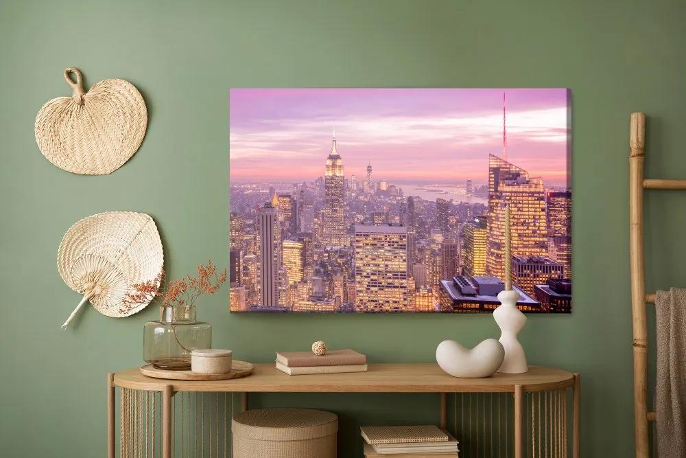 Obraz Panorama New Yorku V Noci Nedostatek Nedostatek Plátno Canvas 70x50