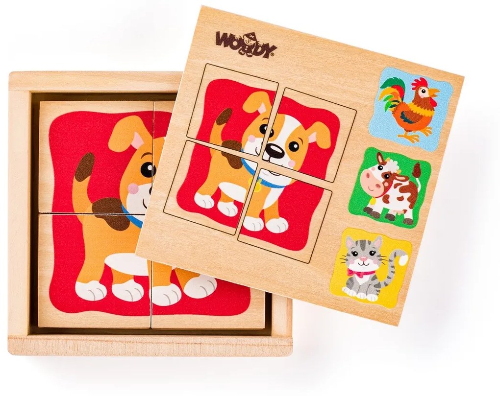 Woody Minipuzzle Domácí zvířátka