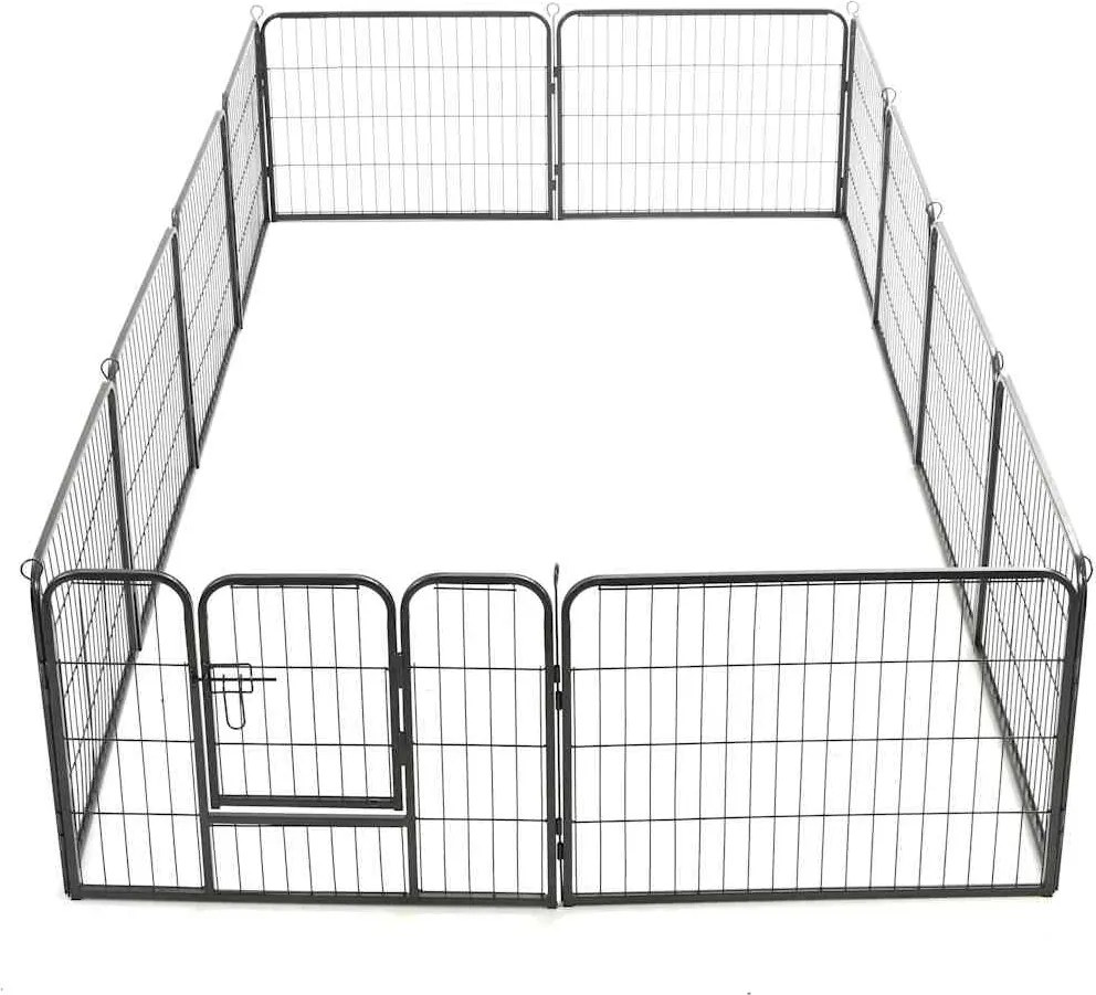 Ohrádka pro psy 12 panelů ocelová 80 x 60 cm černá 170573