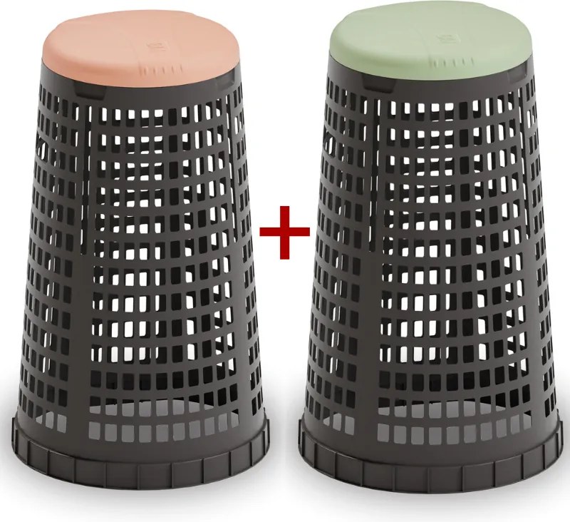 Plastový odpadkový koš na 120 l pytle 1+1 ZDARMA černý, červená + zelená