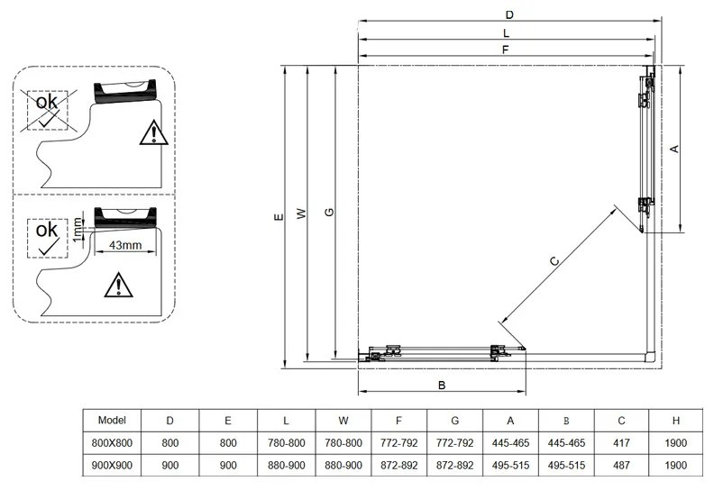 BPS-koupelny Čtvercový sprchový kout SK-NOCR 90x90 chrom/transparent - bez vaničky