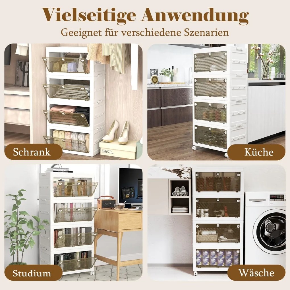 Costway Úložný box s víkem, stohovací boxy, skládací skladovací kontejnery