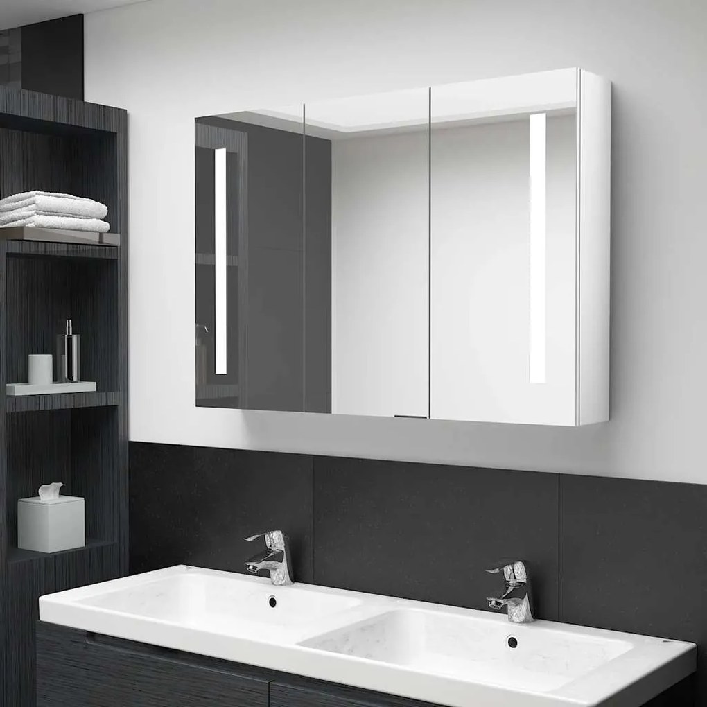 LED koupelnová skříňka se zrcadlem 89 x 14 x 62 cm zářivě bílá 326531