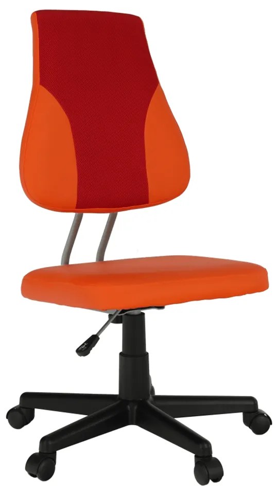 Dětská otočná rostoucí židle RANDAL ekokůže oranžová, síťovina červená, VÝPRODEJ