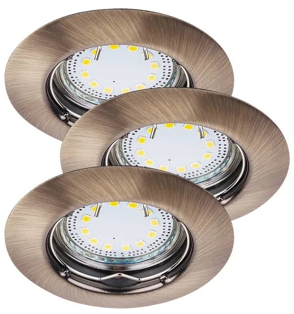 Rabalux LED zápustné bodové svítidlo Lite 3x3W | 720lm | 3000K | IP40 - set 3 svítidel, bronz