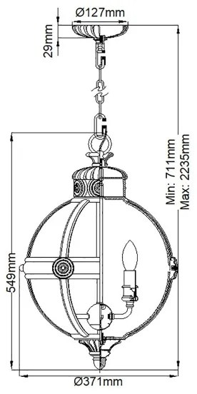 Feiss FE-ADAMS-3P-BB - Lustr na řetězu ADAMS 3xE14/60W/230V zlatá