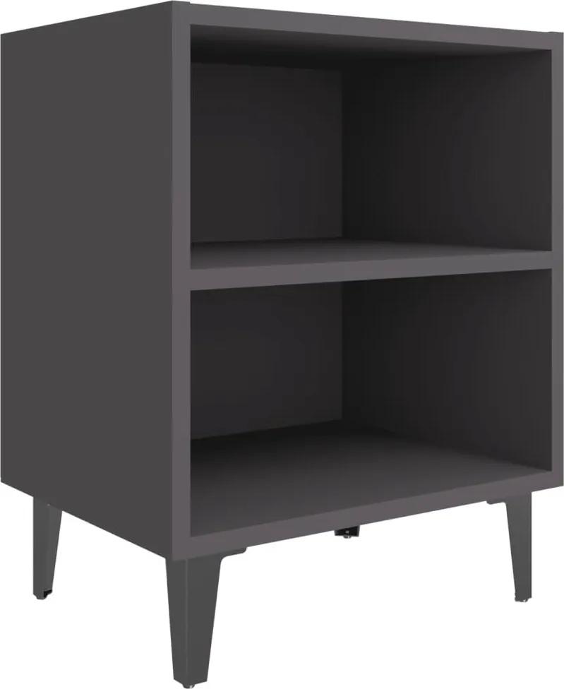 vidaXL Noční stolek s kovovými nohami 40 x 30 x 50 cm [805801] Barva: šedá s vysokým leskem