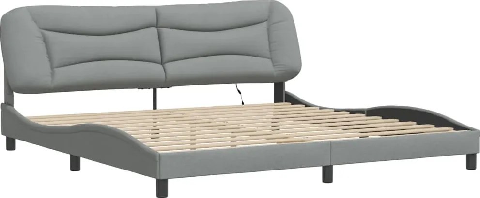 Rám postele s LED bez matrace Hvar Světle šedá 200x200 cm Látka 3213725