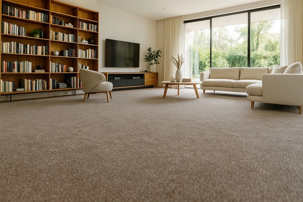 Lano, Metrážový koberec Supersoft 420 hnědý, na míru s bordurou, šíře 4m, hnědá, ab (mřížka), kancelář