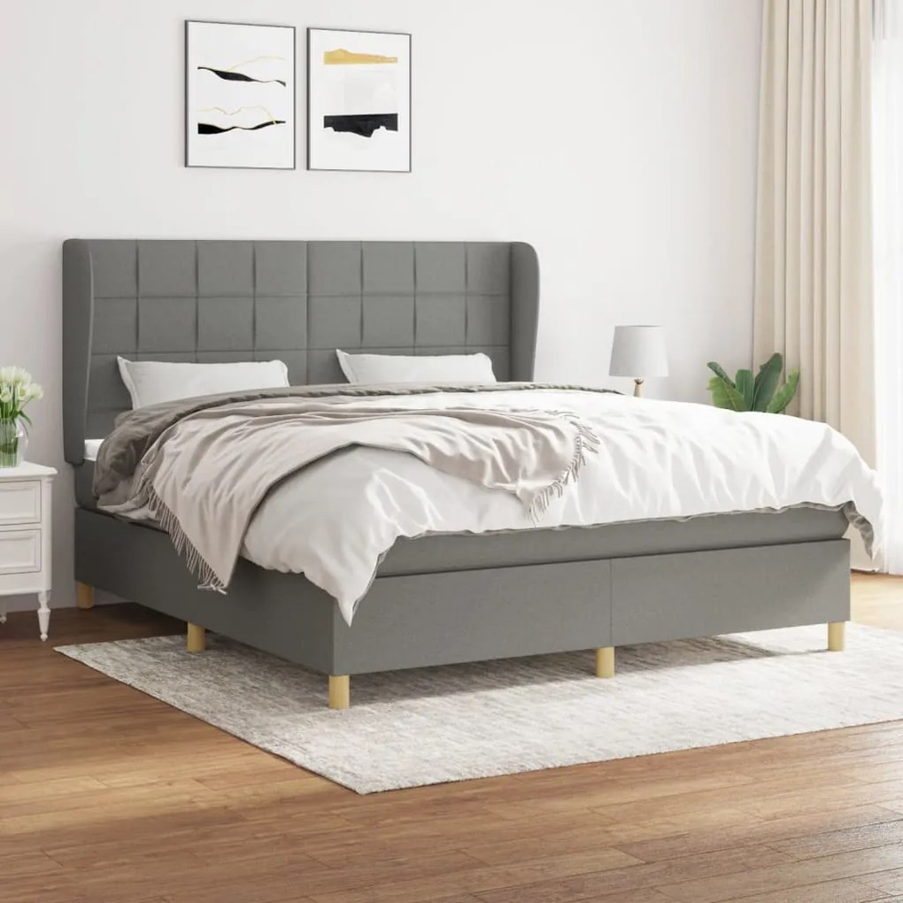 Box spring postel s matrací tmavě šedá 160x200 cm textil 3128534