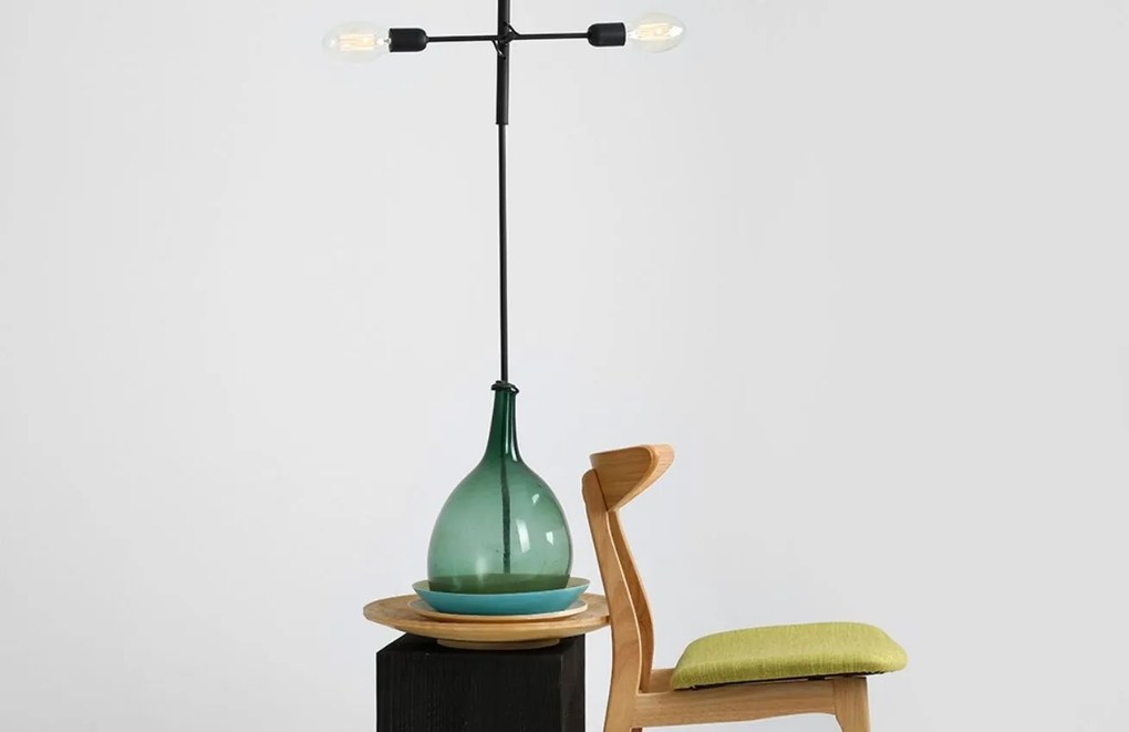 Nordic Design Černá kovová stojací lampa Dogi 2 160 cm