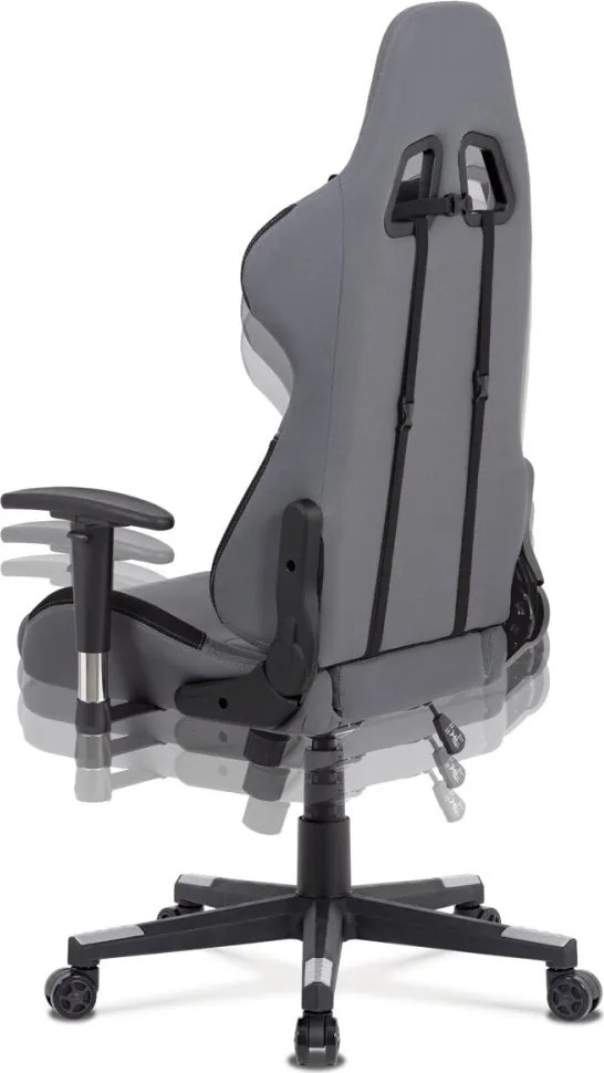 Kancelářská židle houpací mech., plast. kříž, šedá + černá látka – opěrák 90°–180° Šedá