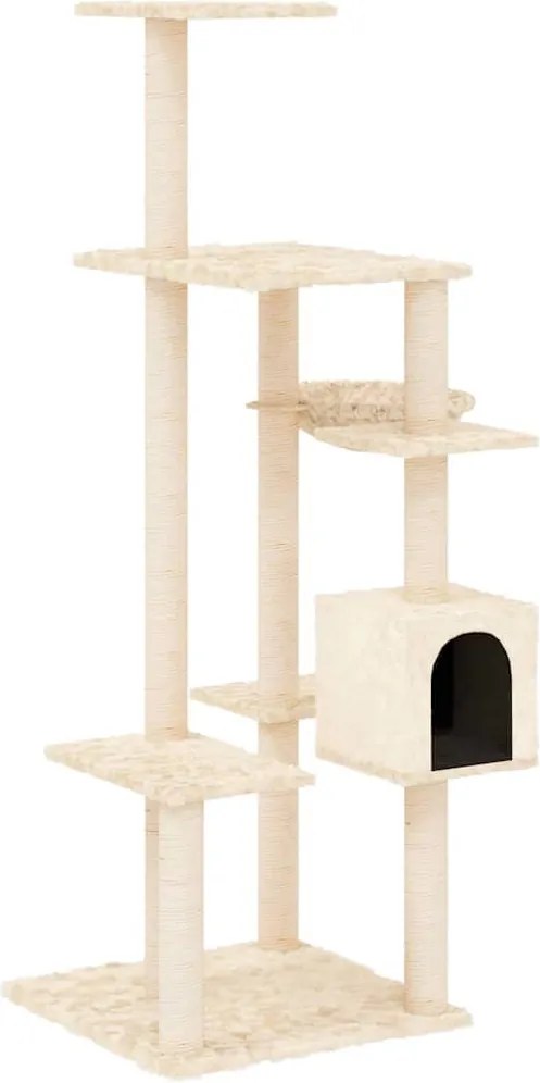 Škrabadlo pro kočky se sisalovými sloupky krémové 142 cm 171591