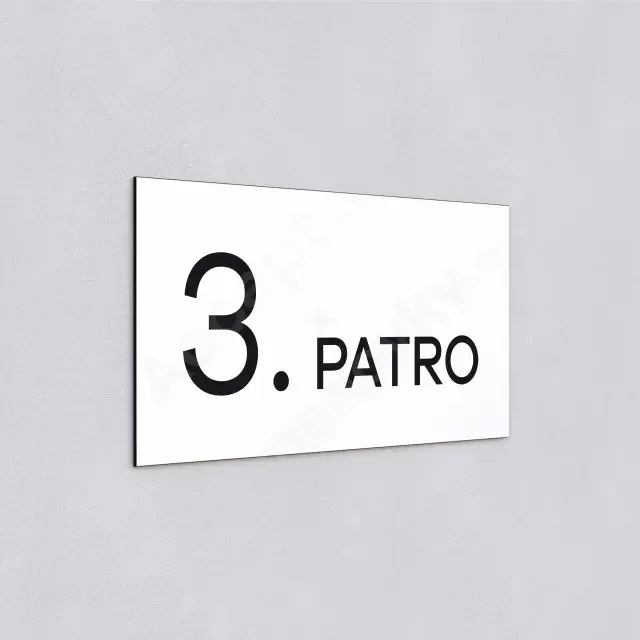 ACCEPT Označení podlaží "3. PATRO" - stříbrná tabulka - černý popis