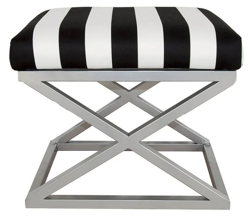Atelier del Sofa Taburet Capraz - Silver, White, Stříbrná, Bílá, Černá