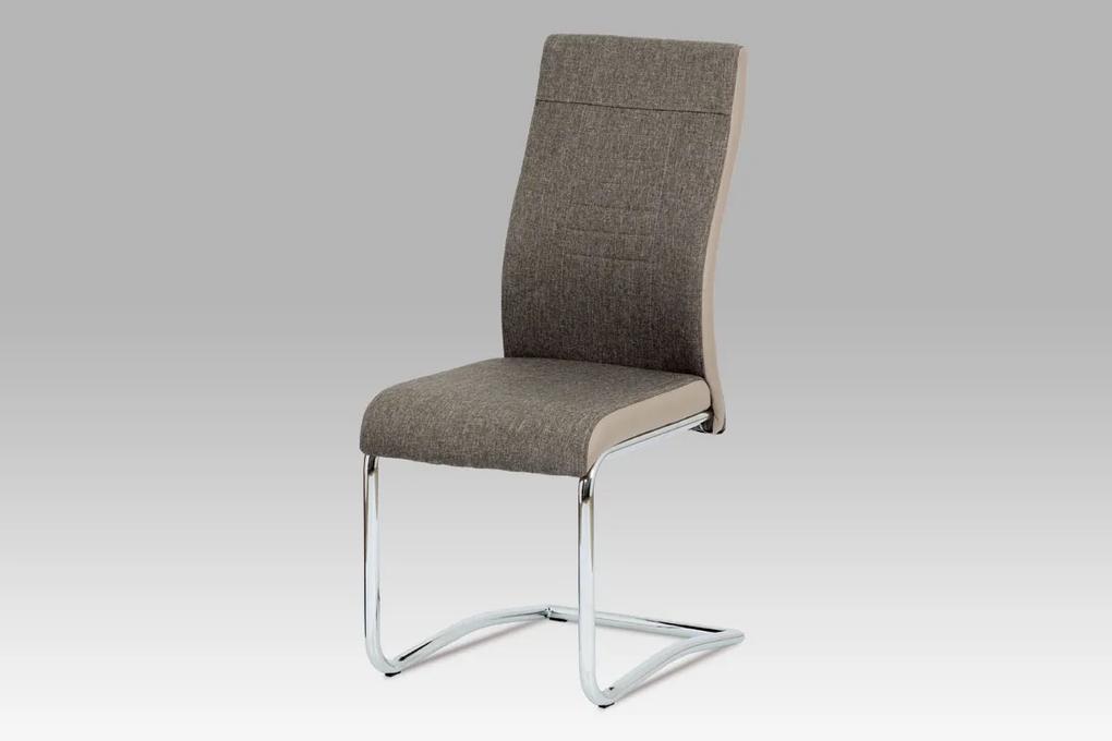 Artium Jídelní židle lanýž látka + koženka / chrom -  DCL-428 LAN2