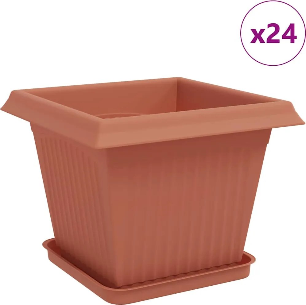 Květináče 24 ks Cihlově červená Plast 3403308