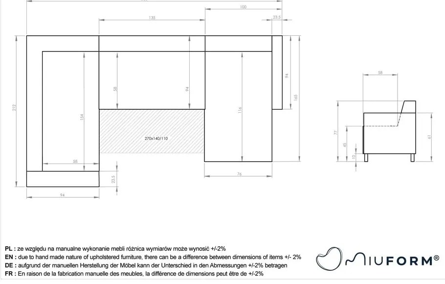 Světle šedá rozkládací/s úložným prostorem rohová pohovka (levý roh/do "U") Classy Sophie – Miuform