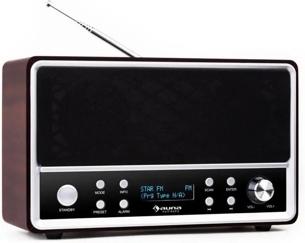 Auna Charleston, DAB+ - digitální přenosné rádio s FM/AM, RDS a budíkem