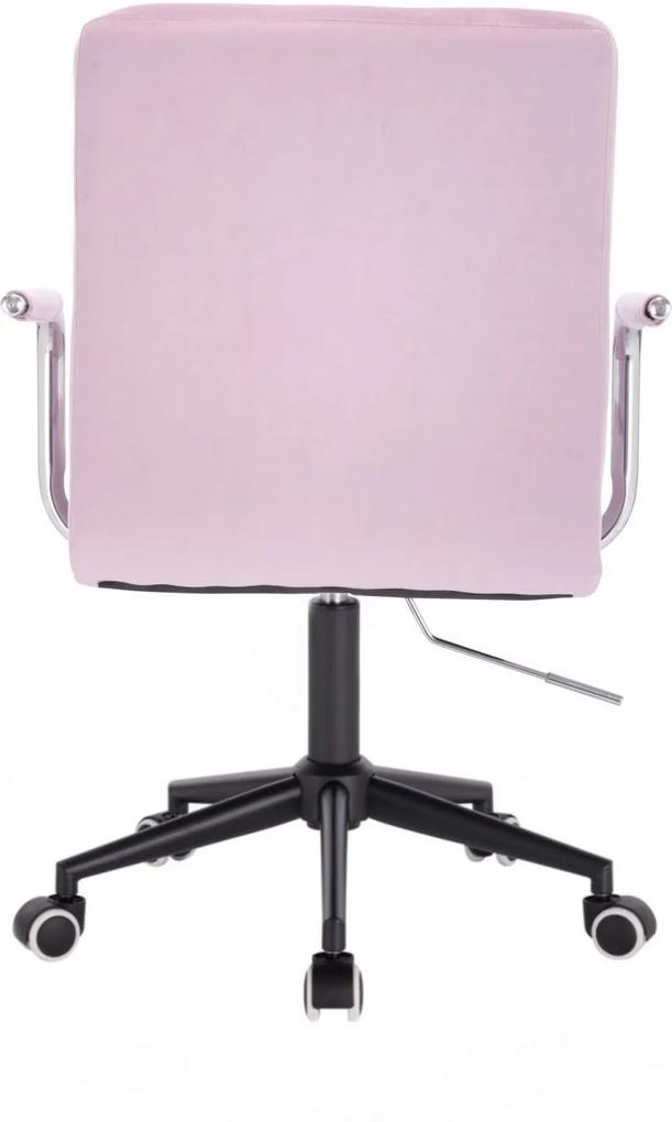 LuxuryForm Židle VERONA VELUR na černé podstavě s kolečky - fialový vřes