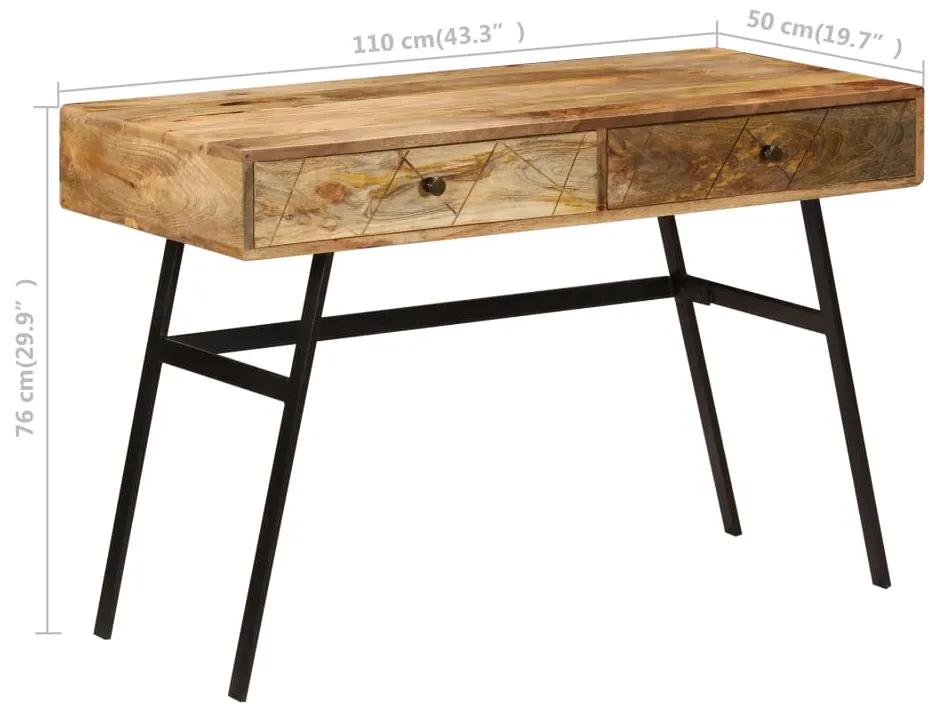 vidaXL Psací stůl se zásuvkami 110 x 50 x 76 cm masivní mangovník