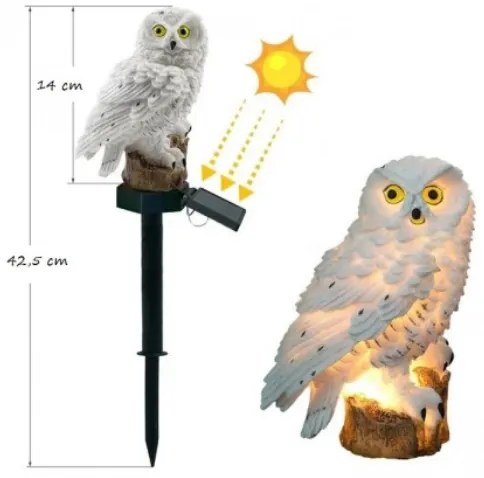 GGV LED solární zahradní lampa - sovička, 14 cm