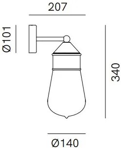 Il Fanale Drop, nástěnné svítidlo, 1xE27 max 15W, staromosaz, prům. 14cm, IP44