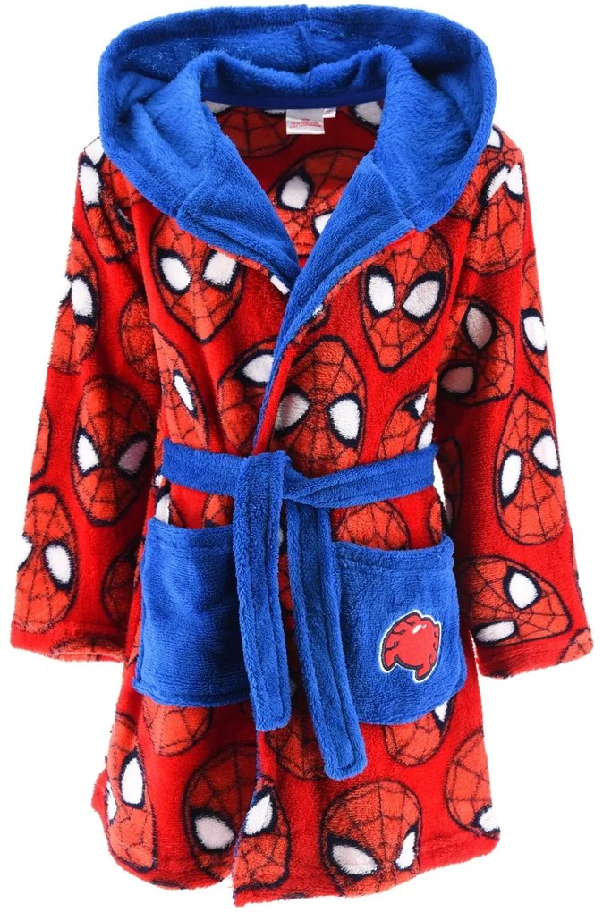 Dětský fleece župan s modrou kapucí Spiderman, EU 98